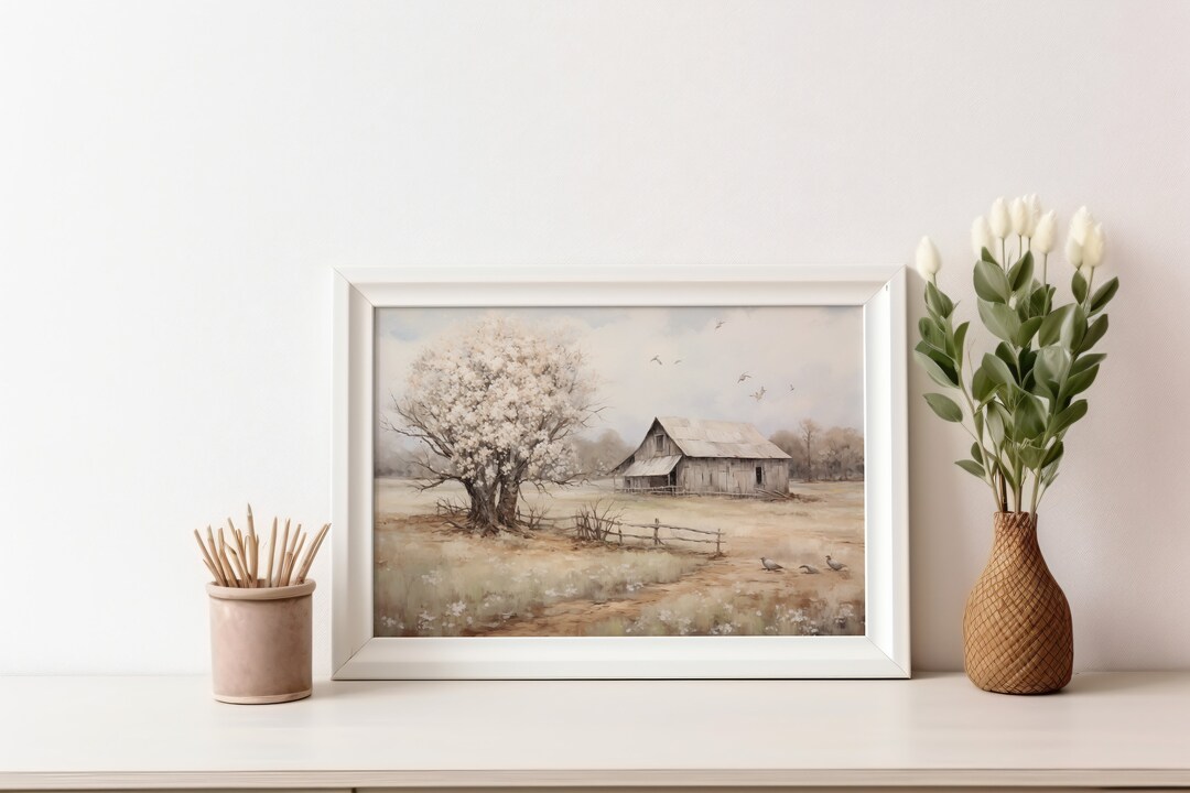 Printable Country Barn Landscape Painting - Etsy