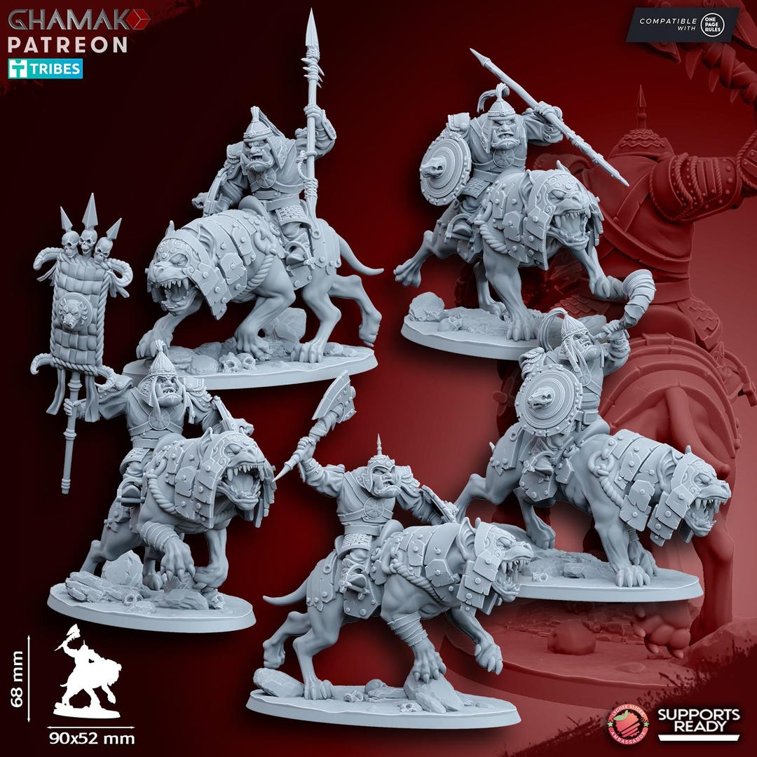 Big Grey Orcs Warg Riders (5 Models) - Ghamak - Tabletop Wargaming ...