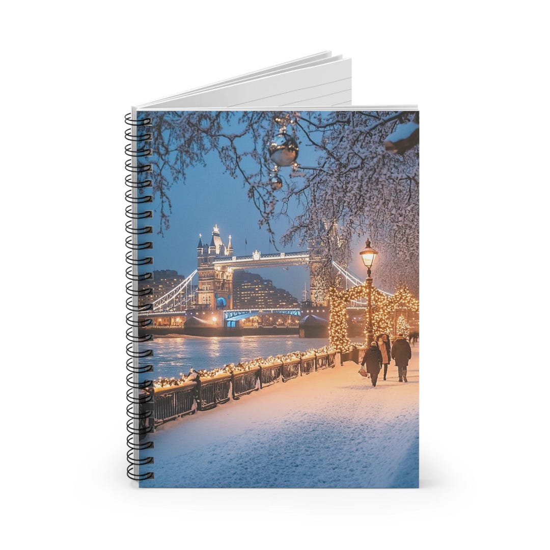 Tower Bridge London Christmas Spiral Notebook - Ruled Line, Personal ...