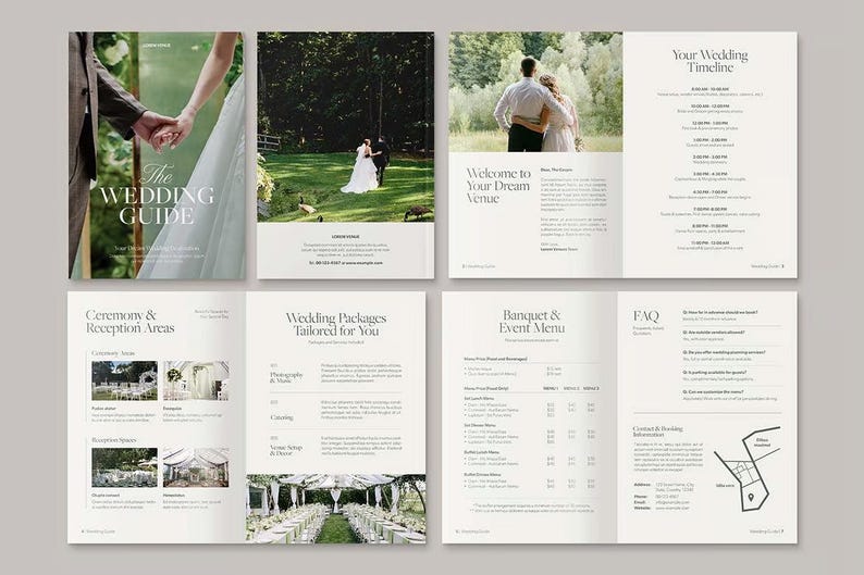 Wedding Venue Brochure Template | Editable A5 Guidebook for Wedding ...
