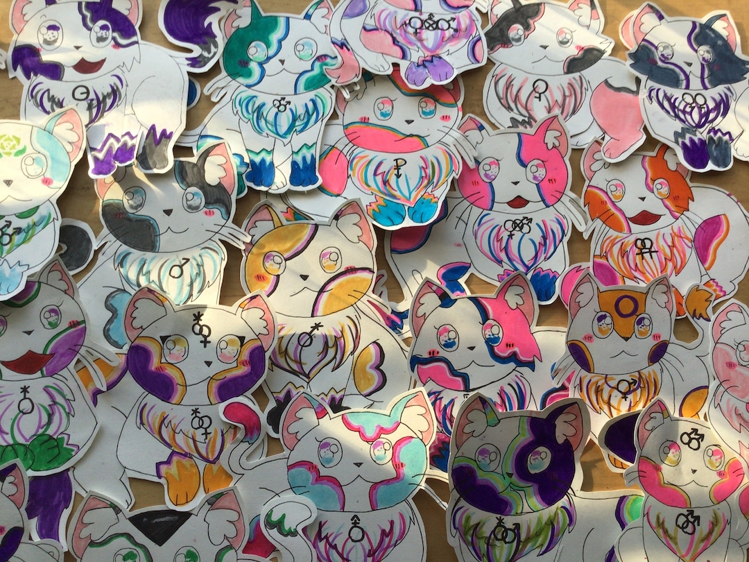 LGBTQ+ Gay Flag Pride Cat Drawings - Etsy
