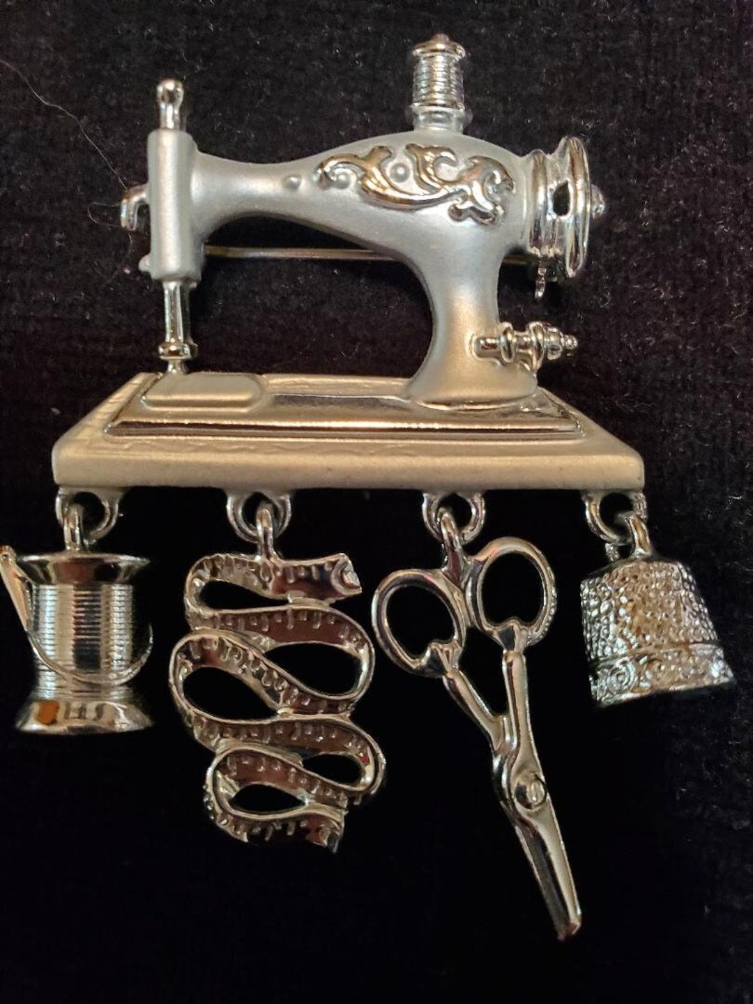 Silver Tone Sewing Machine Pin Brooch - Etsy