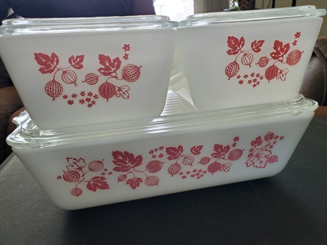 Vintage Pyrex Pink on White Gooseberry 8 Piece Refrigerator/oven Set - Etsy