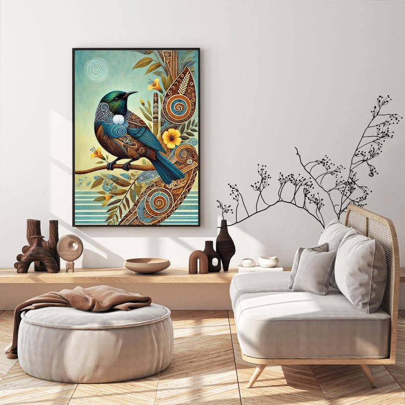 Tui Art Print – NZ Native Bird Digital Download | Māori Inspired Tui ...