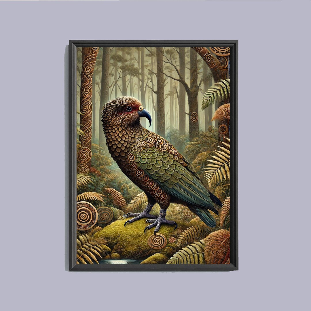The Native Kea, Māori Inspired Wall Decor, New Zealand Wildlife Poster ...