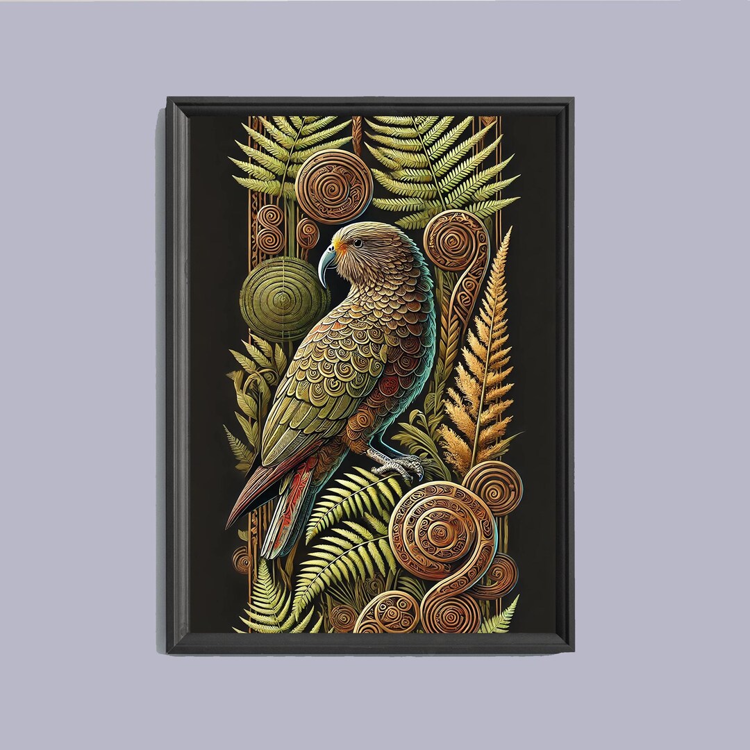 Native Kea Art Print, Māori Inspired Wall Decor, New Zealand Wildlife ...