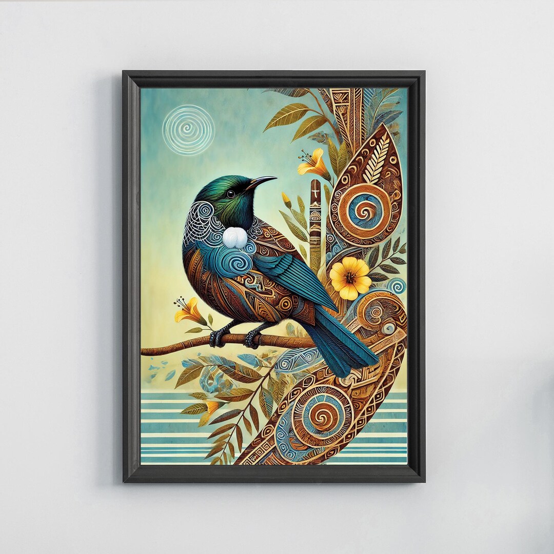 Tui Art | Digital Download | New Zealand Native Bird Print | Māori ...