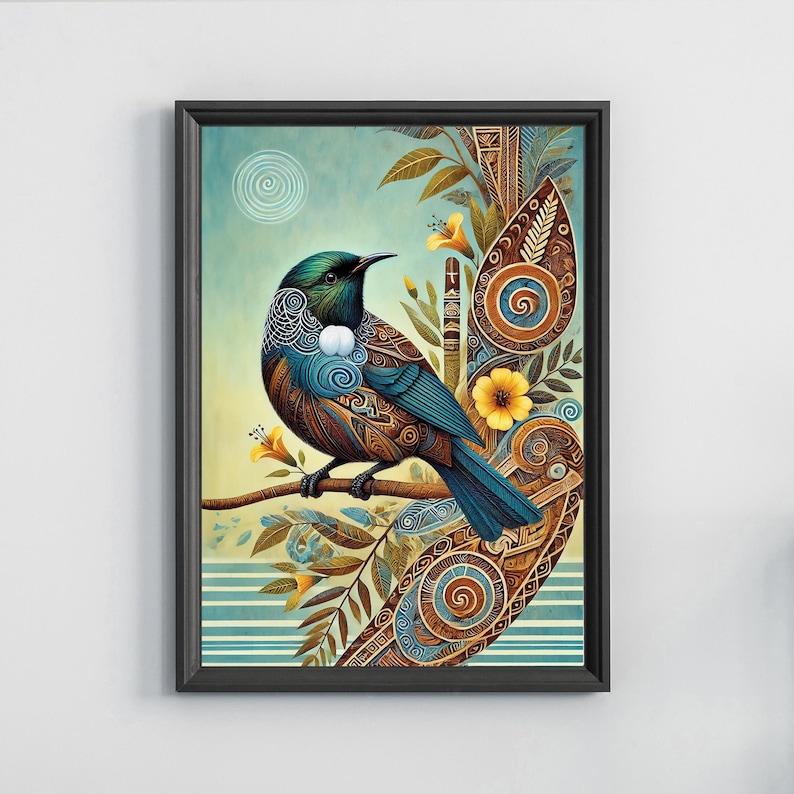 Tui Art Print – NZ Native Bird Digital Download | Māori Inspired Tui ...
