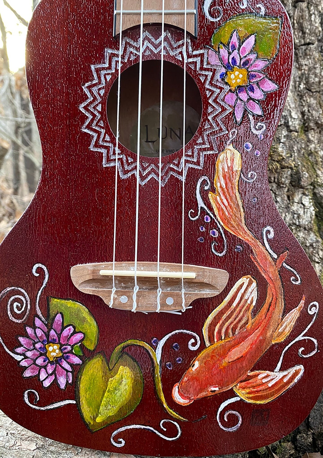 Luna Concert Ukulele With Custom Koi Fish Design - Etsy
