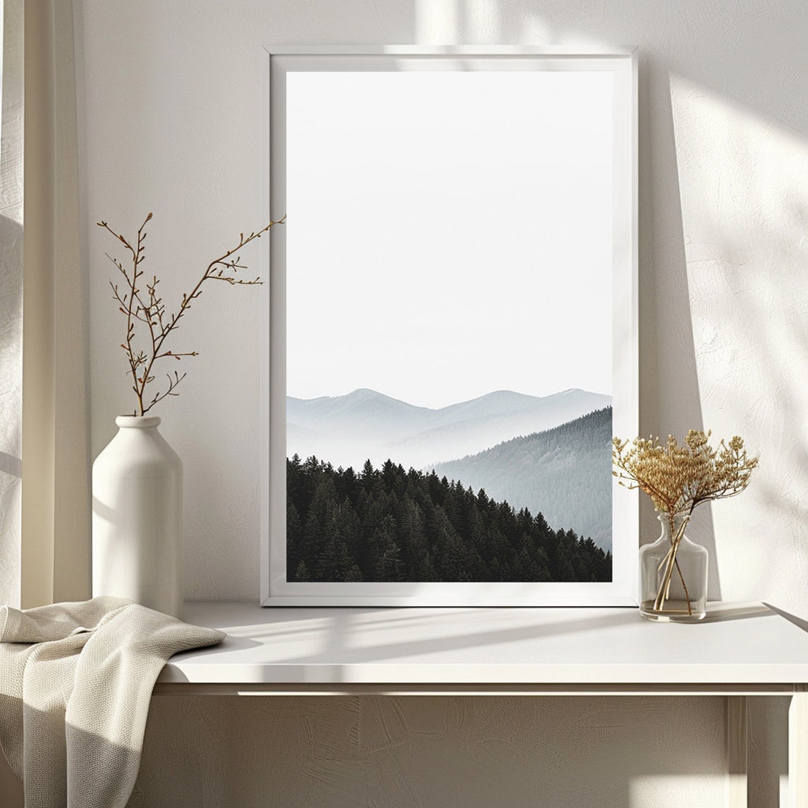 Cascade Mountain Trees Portrait Frame Wall Art Digital Download ...