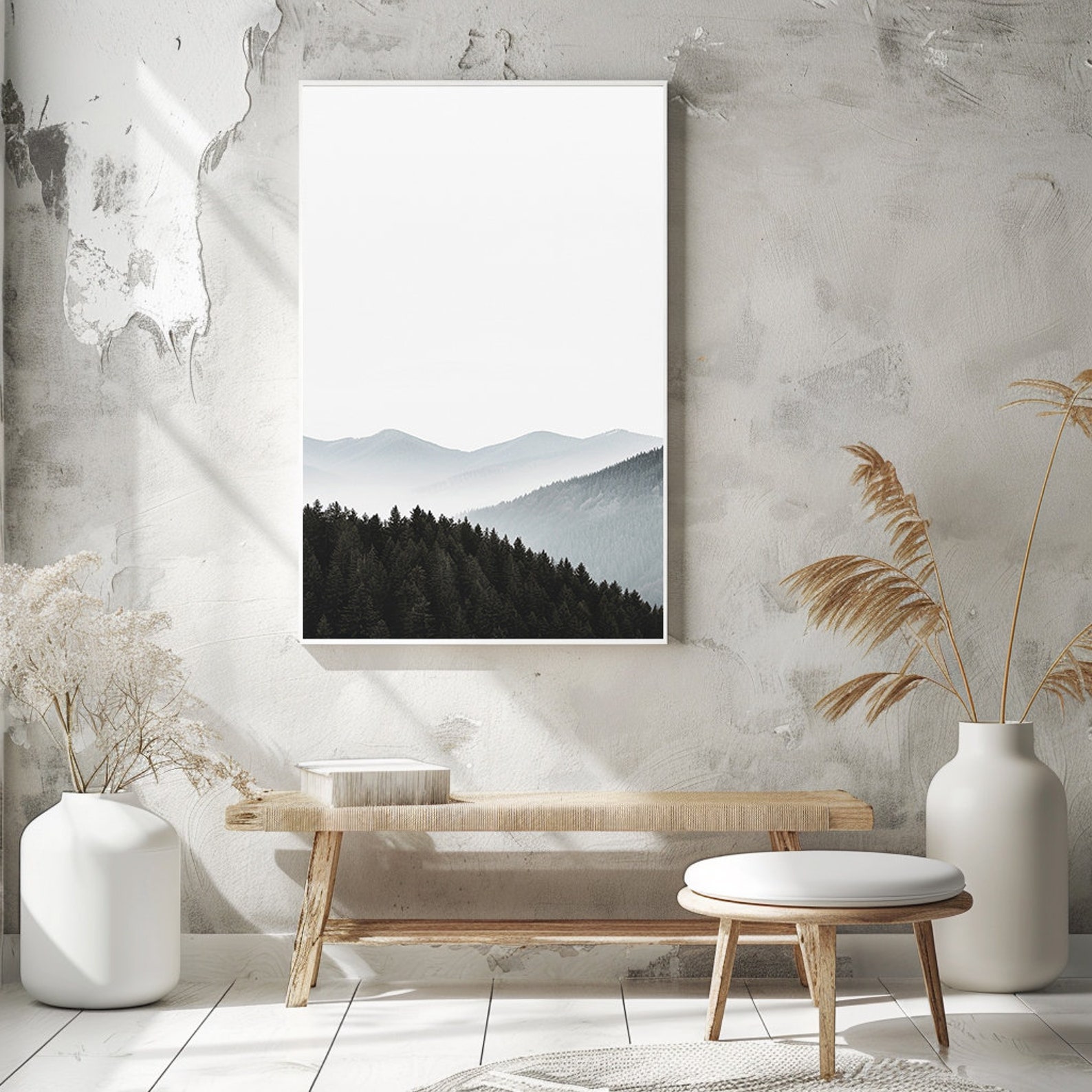 Cascade Mountain Trees Portrait Frame Wall Art Digital Download ...