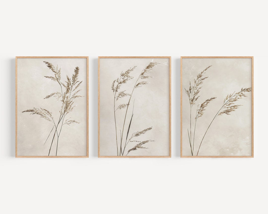 Set of 3 Pampas Grass Portrait Bundle Wall Art Digital Download ...