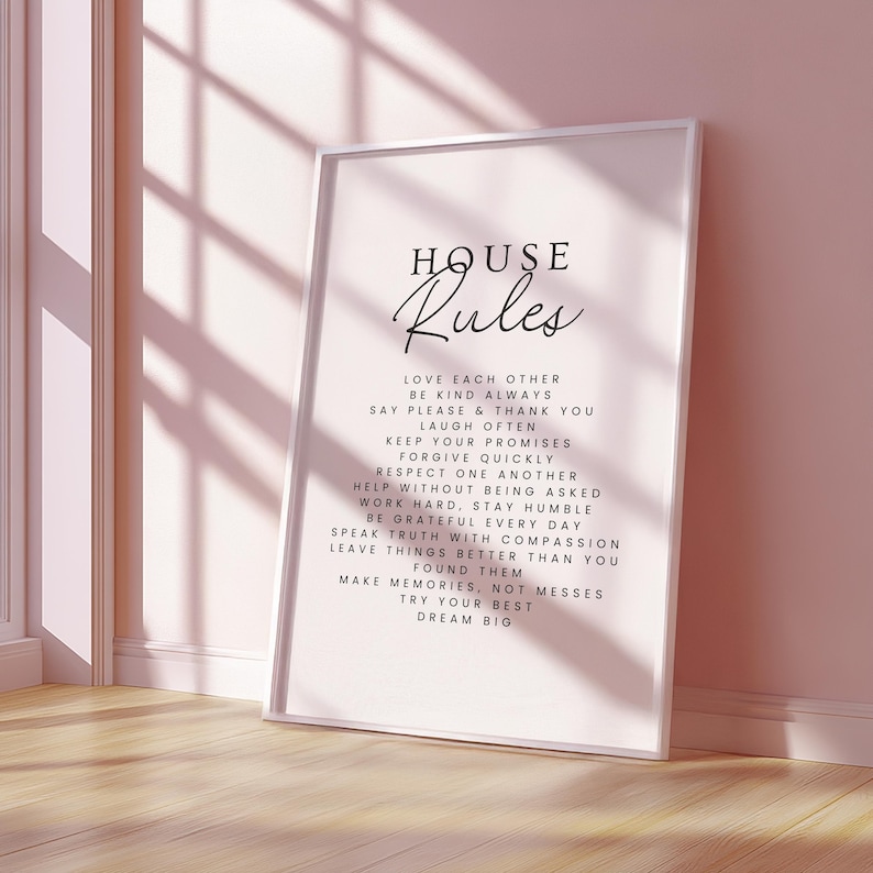 House Rules Printable Wall Art – Digital Download | Home Decor Sign ...