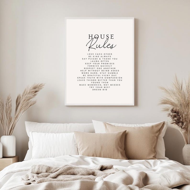 House Rules Printable Wall Art – Digital Download | Home Decor Sign ...