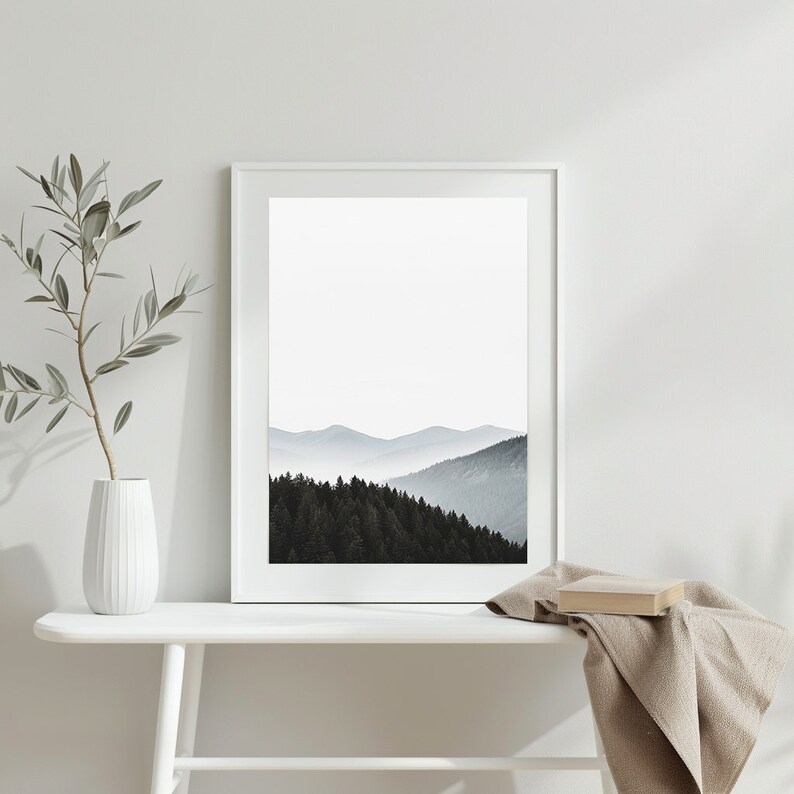 Cascade Mountain Trees Portrait Frame Wall Art Digital Download ...
