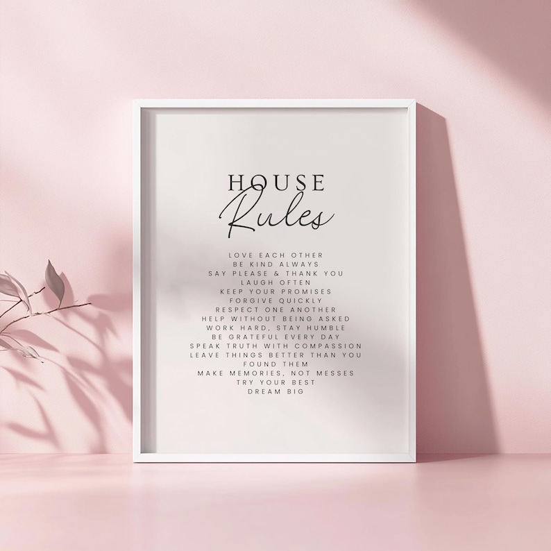 House Rules Printable Wall Art – Digital Download | Home Decor Sign ...