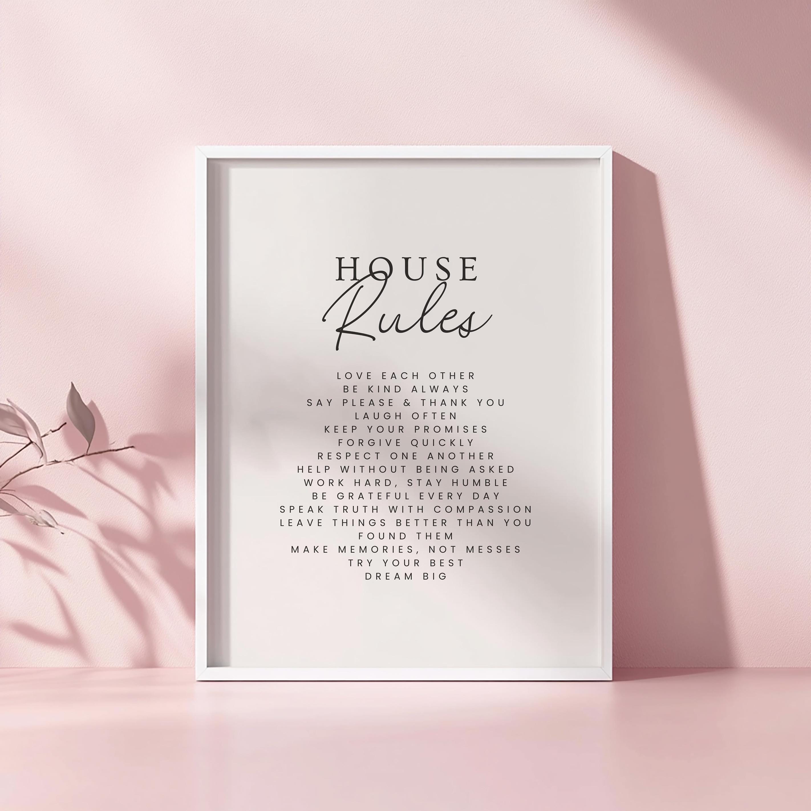 House Rules Printable Wall Art – Digital Download | Home Decor Sign ...