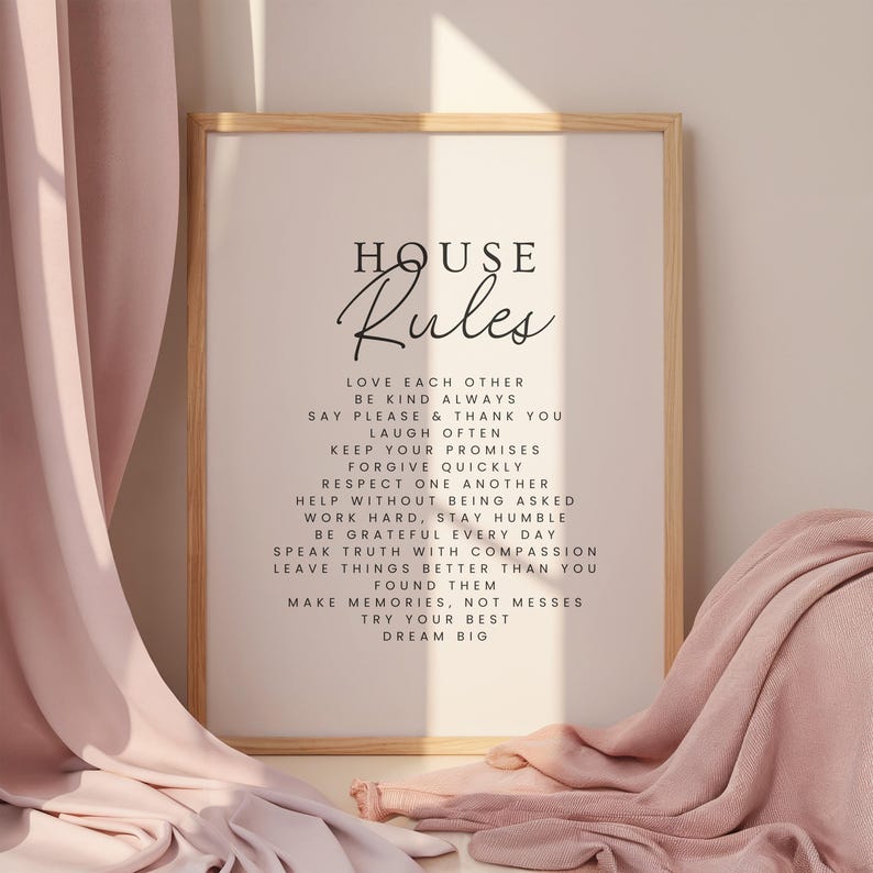 House Rules Printable Wall Art – Digital Download | Home Decor Sign ...