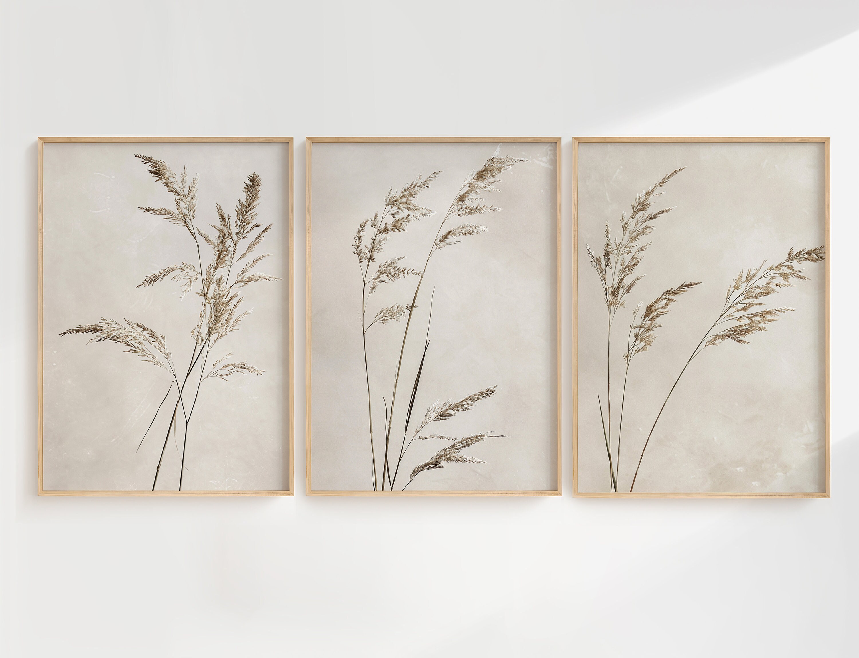 Set of 3 Pampas Grass Portrait Bundle Wall Art Digital Download ...