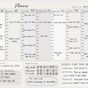 7 Day Aesthetic Weekly Planner Template - Etsy