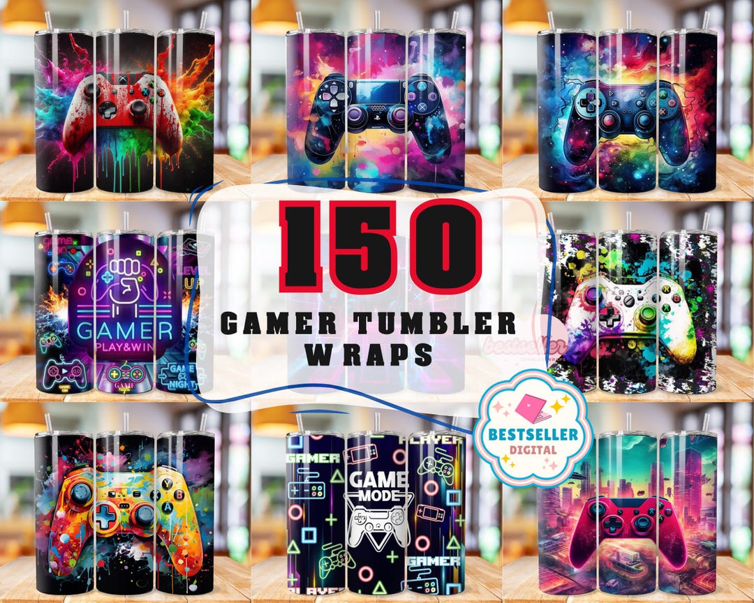 Gamer Tumbler Wrap Bundle, 3D Game Controller Tumbler Wrap, 20oz Skinny ...