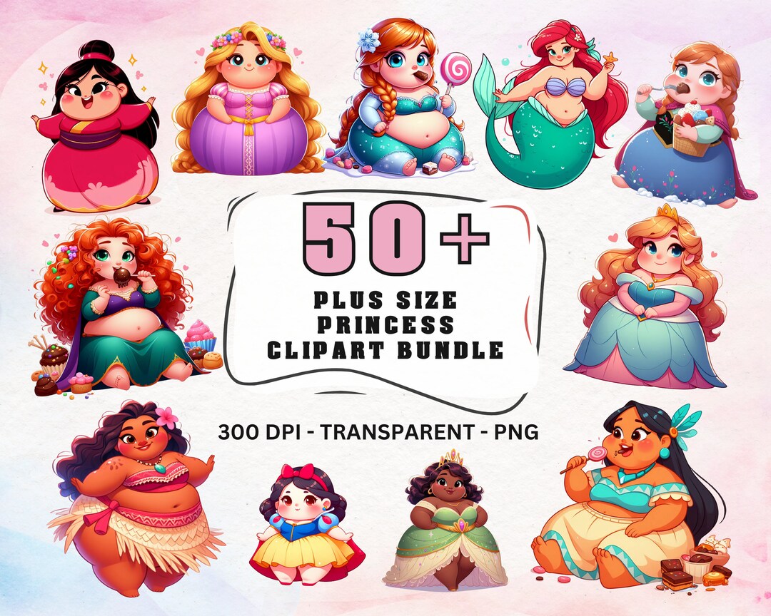 50 Princess Cute Clip Art Png, Princess Clipart Bundle, Cartoon ...