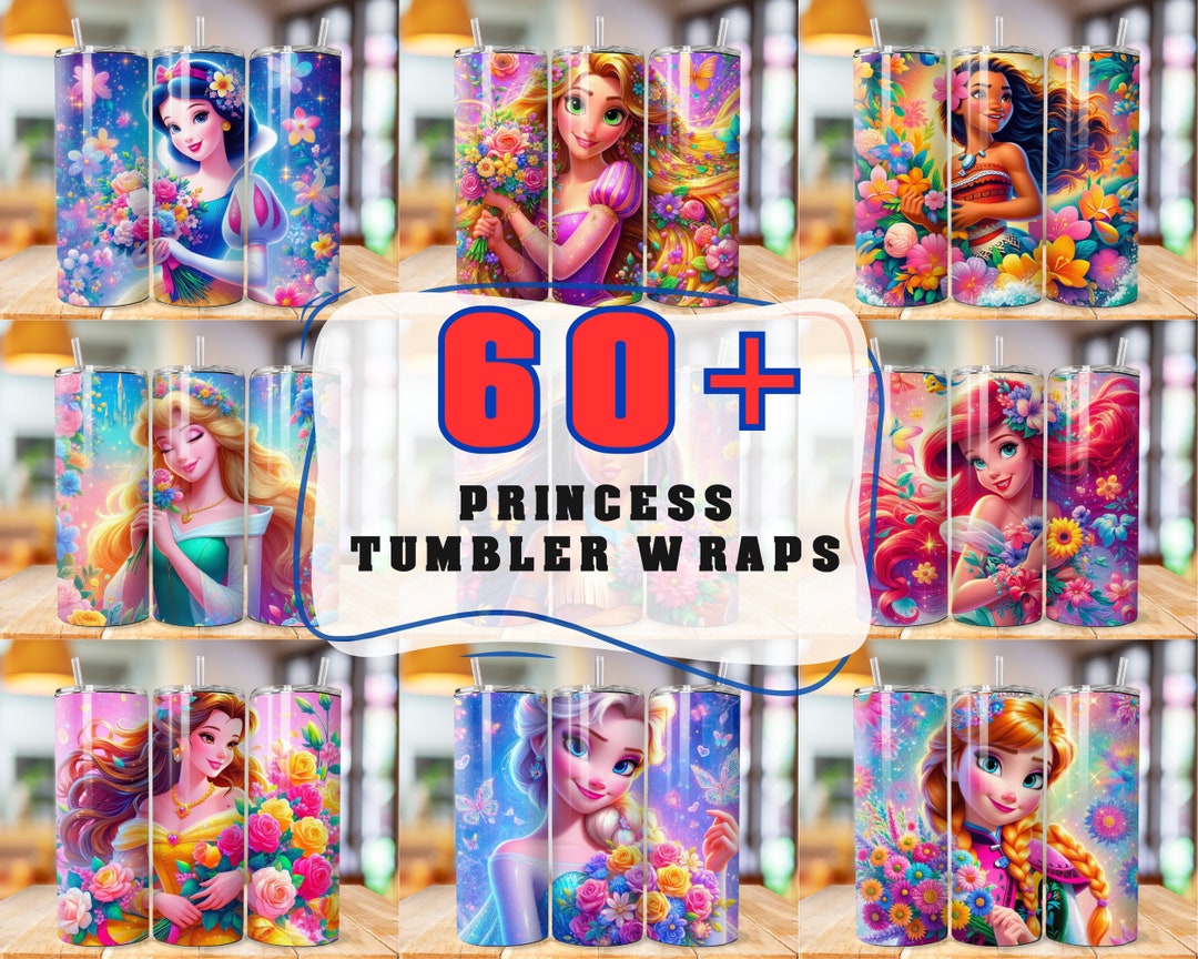 60 Princess Tumbler Wrap Png, 20oz Skinny Princess Tumbler Bundle ...
