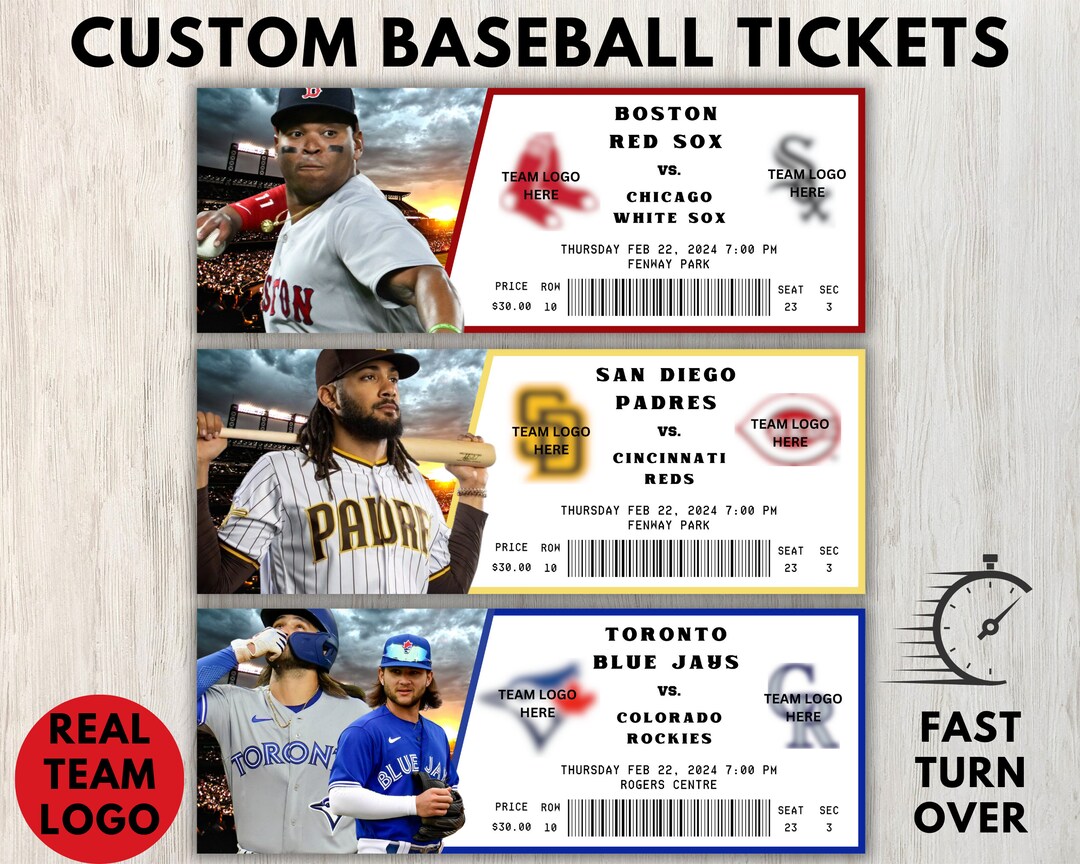 Baseball Custom Tickets, Event Custom Tickets, Baseball Ticket ...