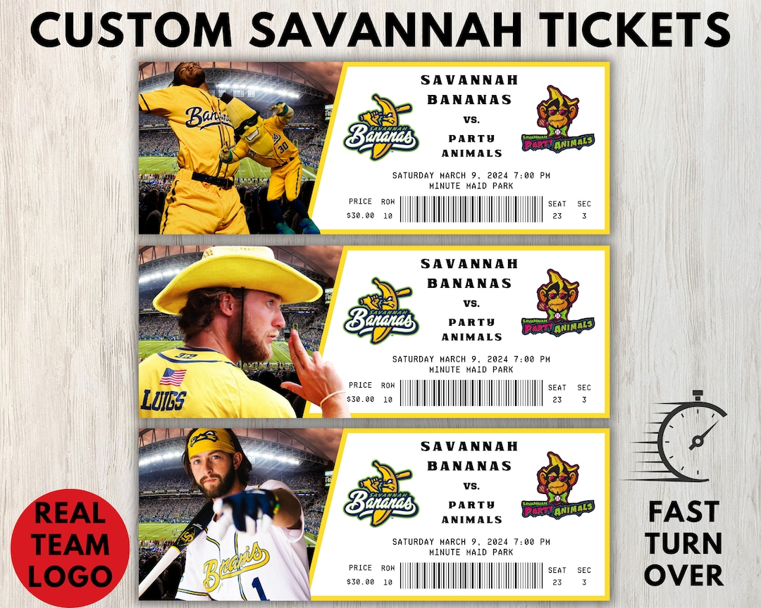 Savannah Bananas Tickets, Party Animals Tickets, Baseball Custom ...