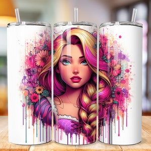 30 Princess Paint Drip Tumbler Wrap Png, 20oz Princess Tumbler Bundle ...
