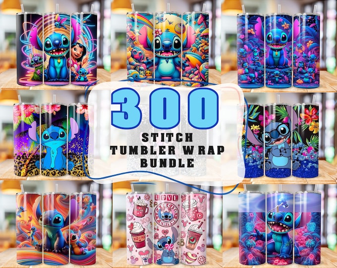 300 Stitch Tumbler Wrap Designs Bundle, Stitch Sublimation Designs, 20 ...