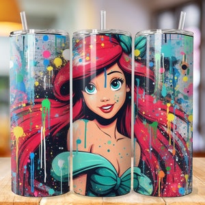 30 Princess Paint Drip Tumbler Wrap Png, 20oz Princess Tumbler Bundle ...