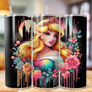 30 Princess Paint Drip Tumbler Wrap Png, 20oz Princess Tumbler Bundle ...