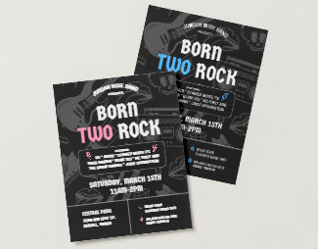Custom Born TWO Rock Party Invitations I Born 2 Rock Party Themed ...