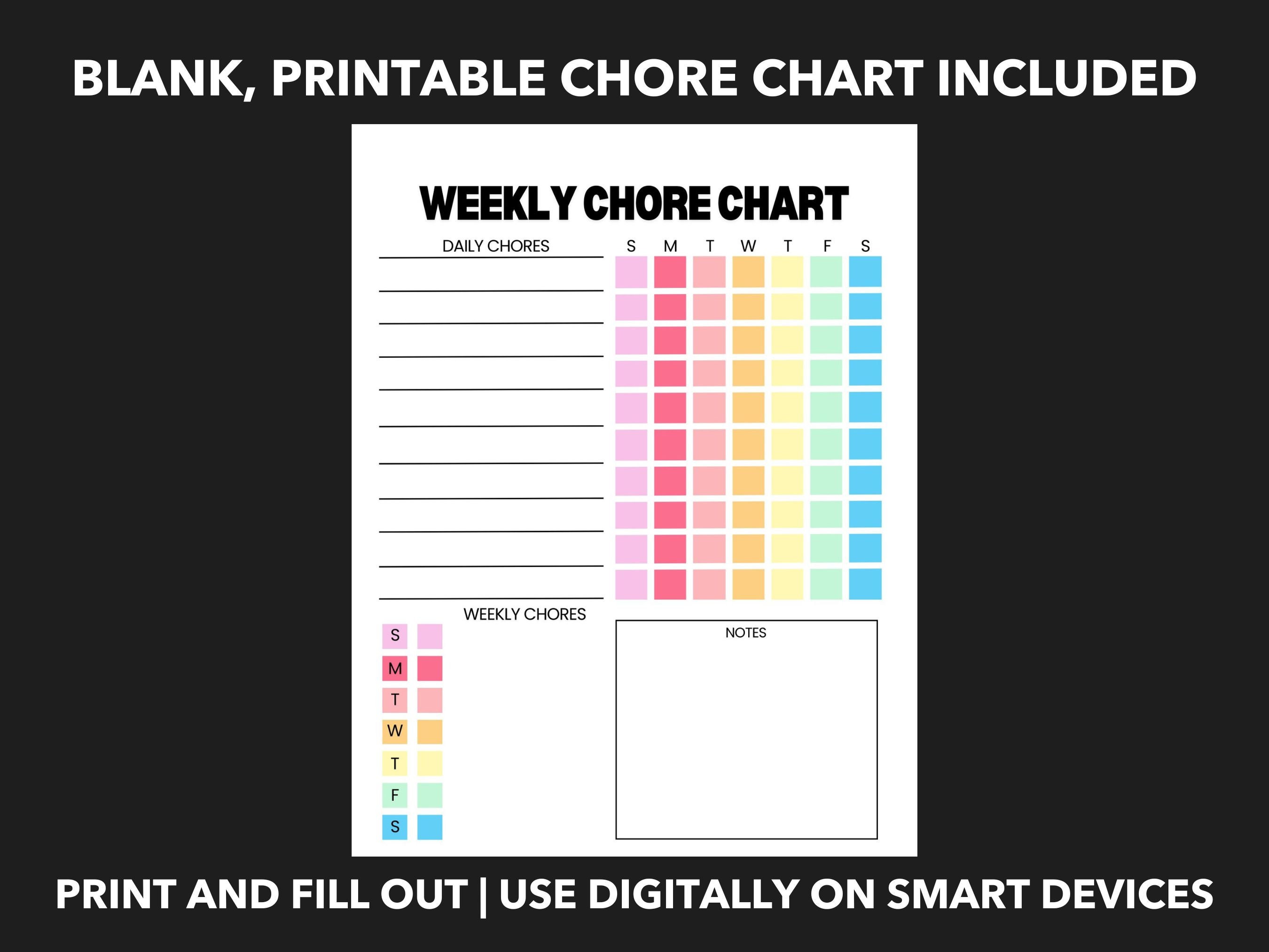 Editable Chore Chart for Kids & Toddlers | Daily Routine Checklist for ...