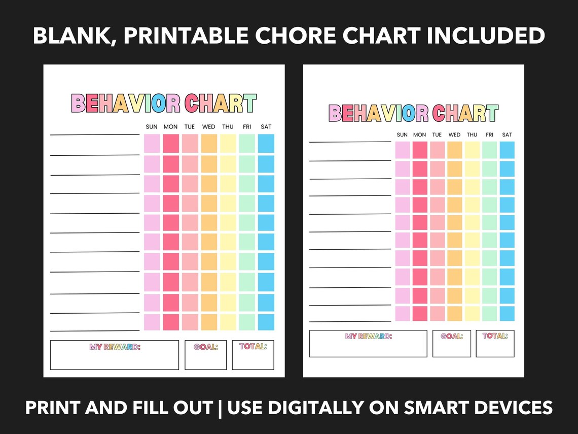 Editable Behavior Chart for Kids & Toddlers | Daily Behavior Checklist ...