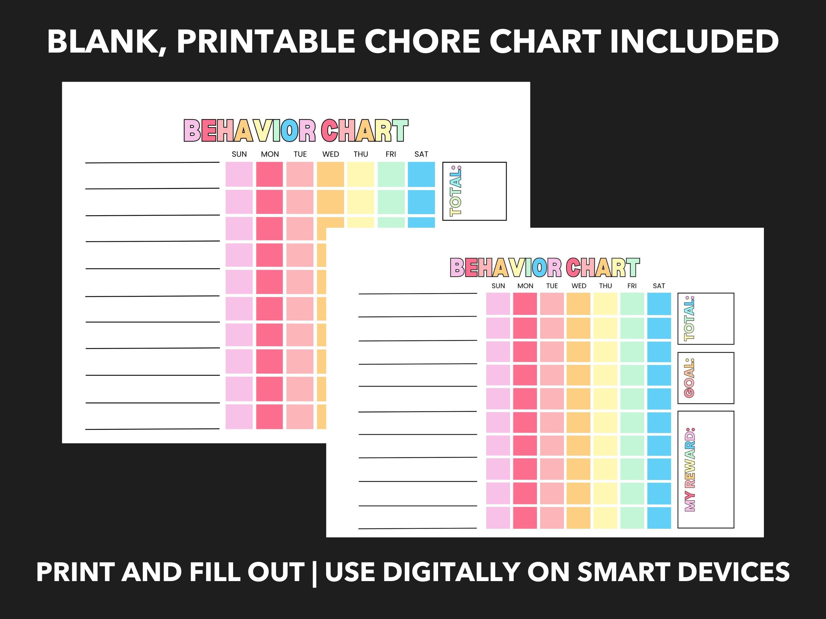 Editable Behavior Chart for Kids & Toddlers | Daily Behavior Checklist ...
