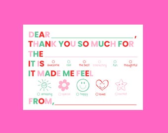 Kids Thank You Cards | Kids Fill in Emotions Thank You Cards Notes ...