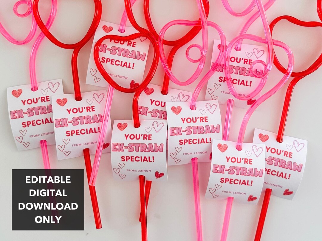 Heart Straw Valentines | Valentine's Day | Kids Valentines | Valentines ...