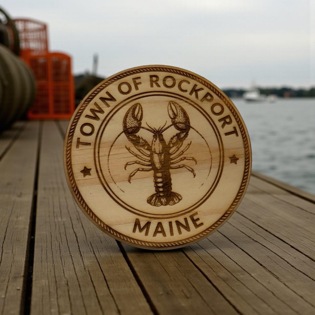 Rockport Maine Lobster Coasters – Engraved Wood Gift – Coastal Nautical ...