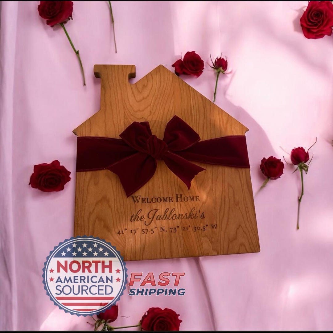 Monogrammed Housewarming Gift, Laser Engraved Cherry Wood Charcuterie ...