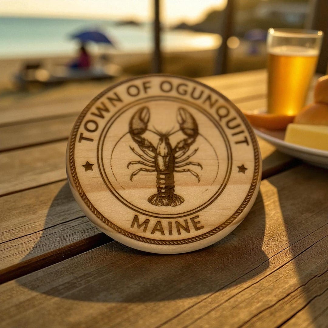 Ogunquit Maine Lobster Coasters – Engraved Wood Gift – Coastal Nautical ...