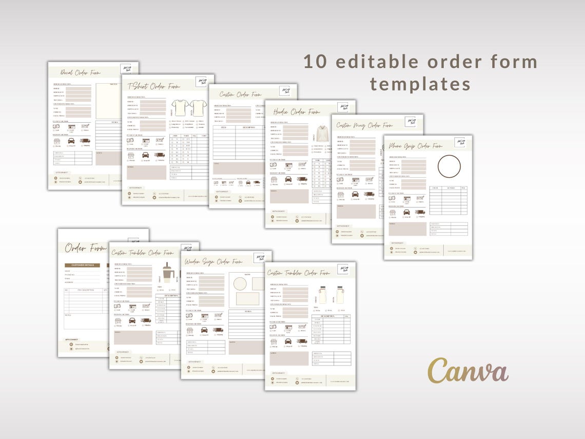 Editable Order Forms Fillable Small Business Forms Bundle Canva ...