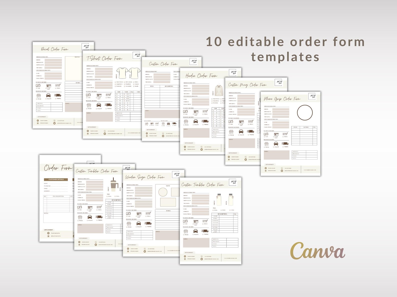 Editable Order Forms Fillable Small Business Forms Bundle Canva ...