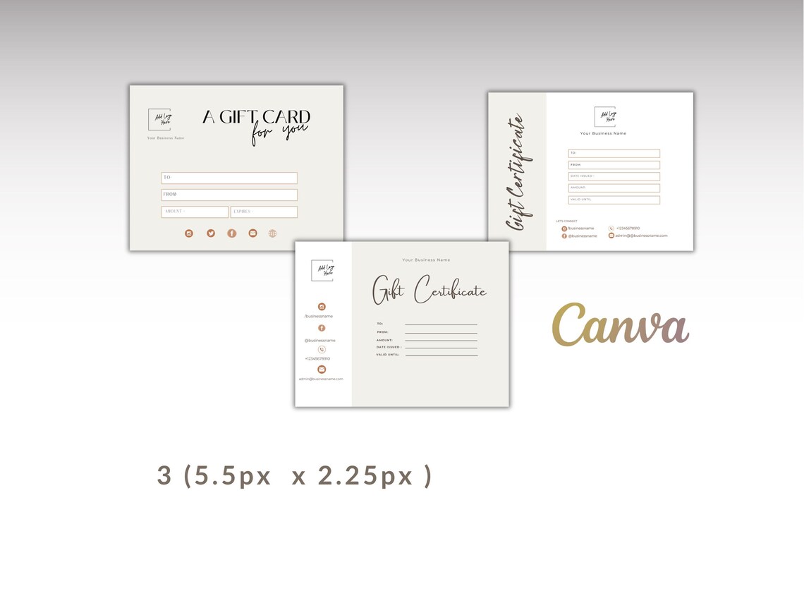 Minimalist Gift Certificate Template Printable Gift Voucher Editable ...