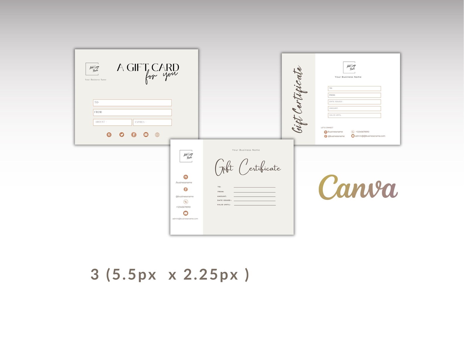 Minimalist Gift Certificate Template Printable Gift Voucher Editable ...