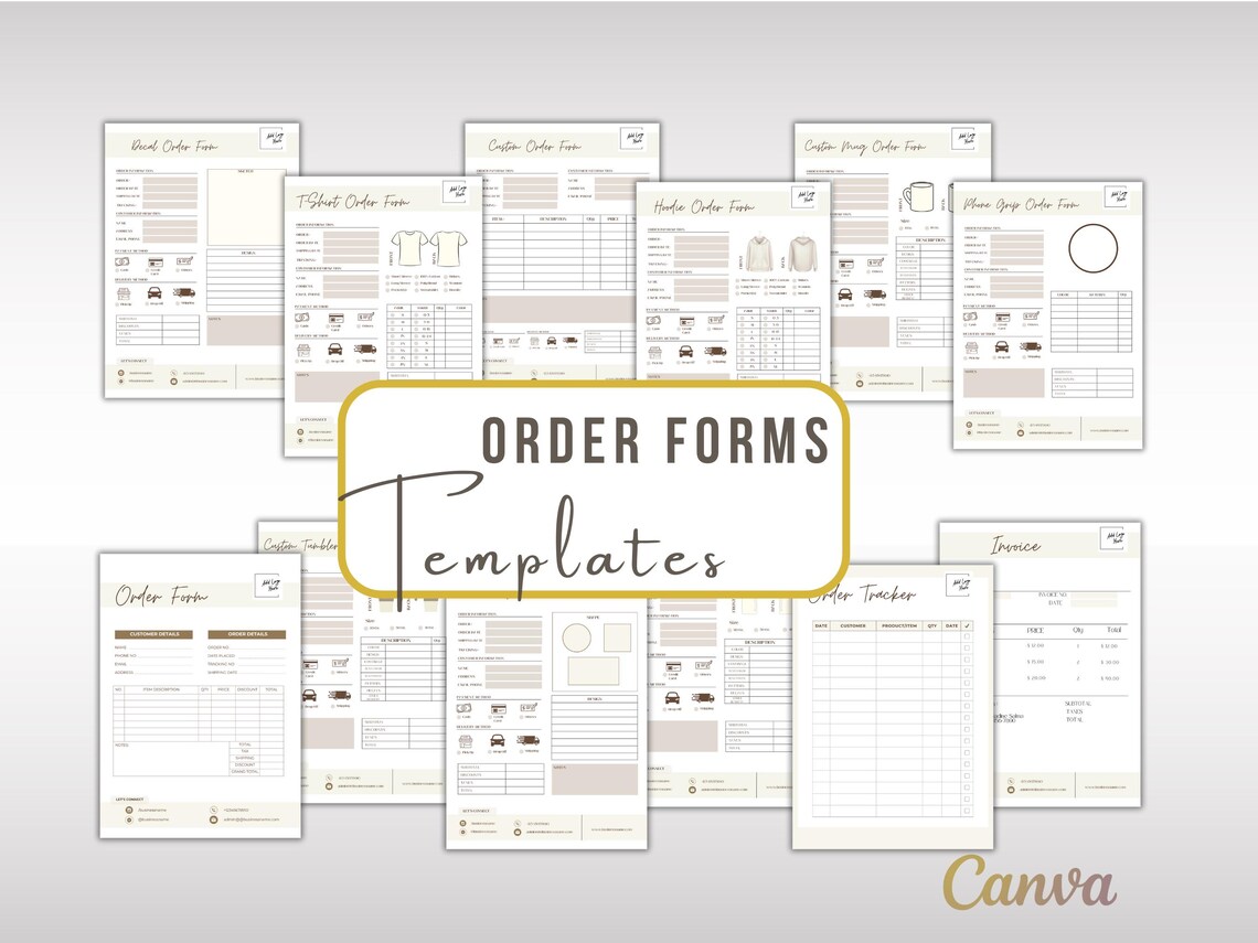 Editable Order Forms Fillable Small Business Forms Bundle Canva ...