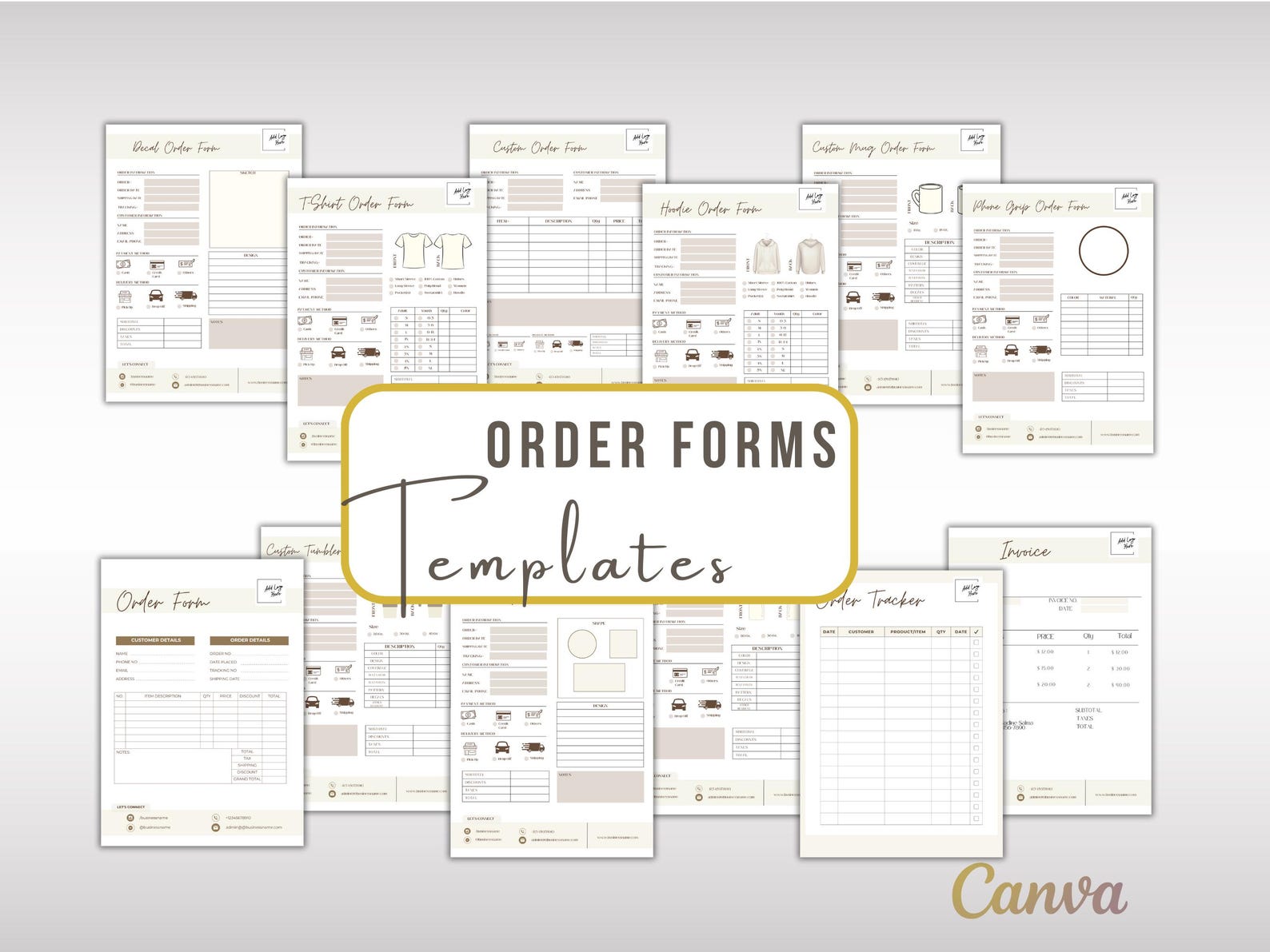Editable Order Forms Fillable Small Business Forms Bundle Canva ...