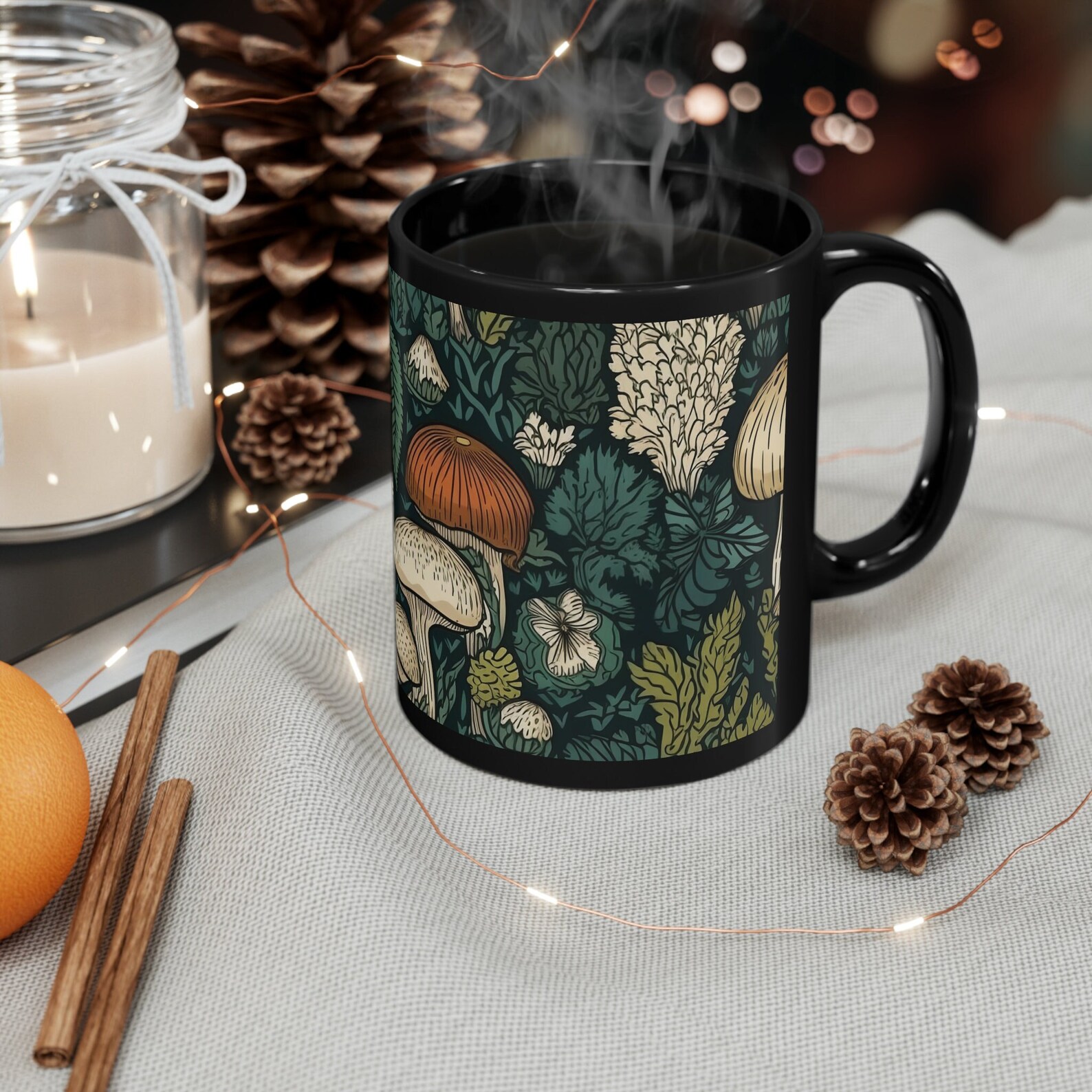 Vintage Cottage Core Mug Forest Ferns & Mushrooms Design Perfect for ...
