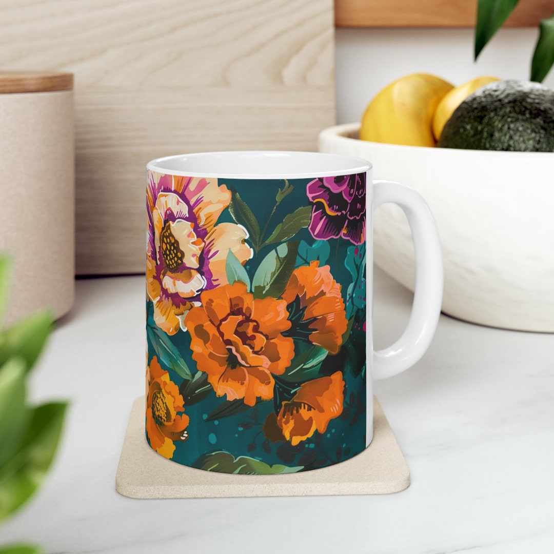 October Birth Flower Mug Marigold Birth Flower Gifts Marigold Flower ...